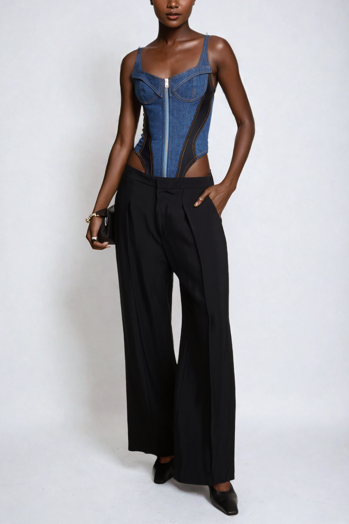 Balius Deconstruct Spaghetti Bodycon Bodysuit In Blue – Zreei
